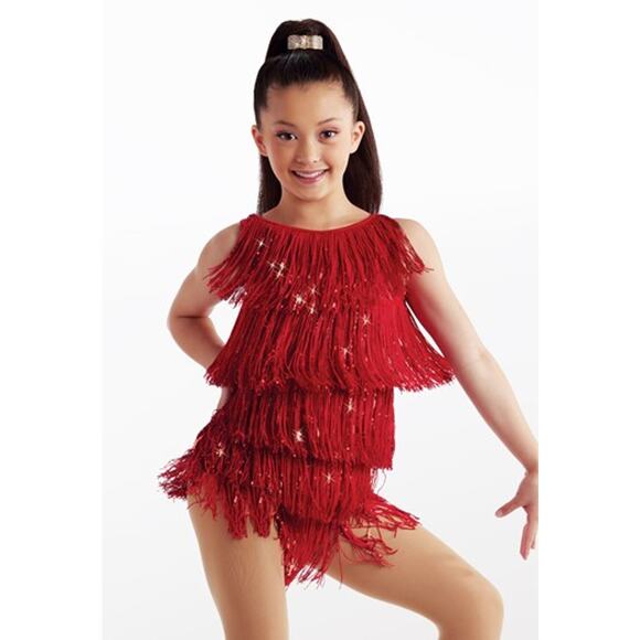 Weissman | Costumes | Dance Costume Weissman 5449 Xs Child Red Fringe ...